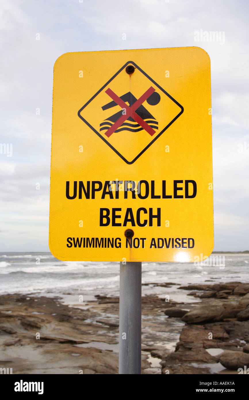 WARNING SIGN SUNSHINE COAST BEACH QUEENSLAND AUSTRALIA BAPD1941 Stock ...