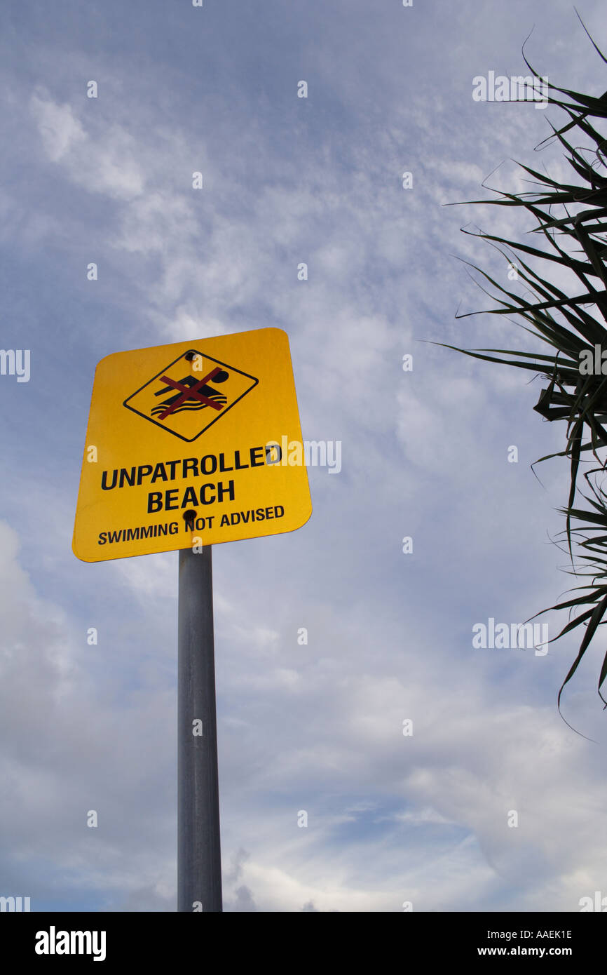 WARNING SIGN SUNSHINE COAST BEACH QUEENSLAND AUSTRALIA BAPD1944 Stock ...