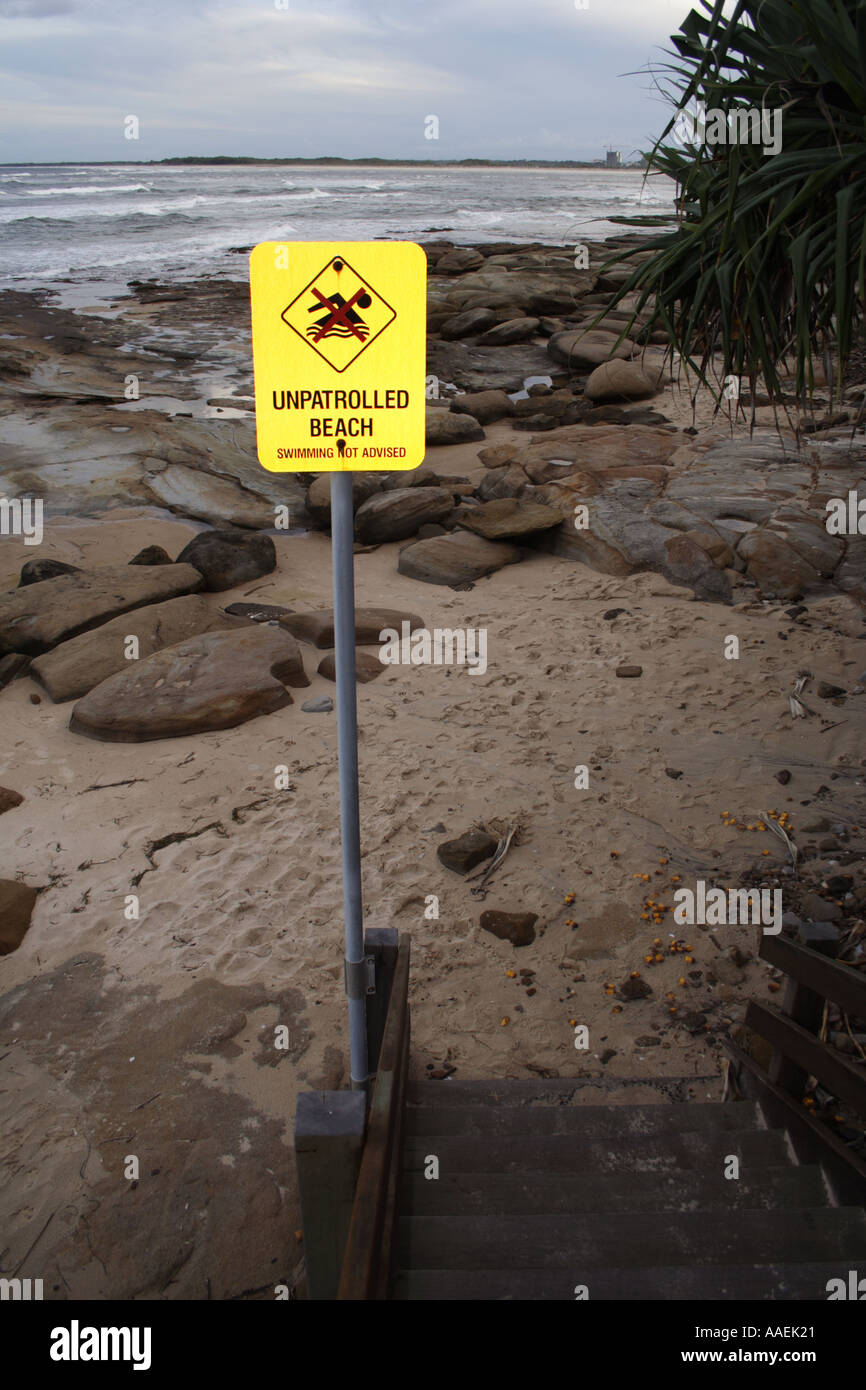 WARNING SIGN SUNSHINE COAST BEACH QUEENSLAND AUSTRALIA BAPD1946 Stock ...