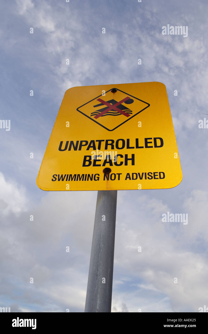 WARNING SIGN SUNSHINE COAST BEACH QUEENSLAND AUSTRALIA BAPD1948 Stock ...