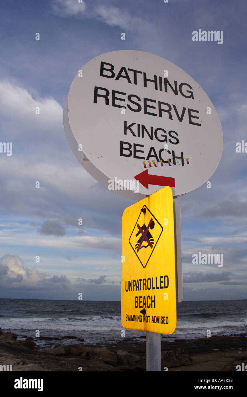 WARNING SIGN SUNSHINE COAST BEACH QUEENSLAND AUSTRALIA BAPD1960 Stock ...