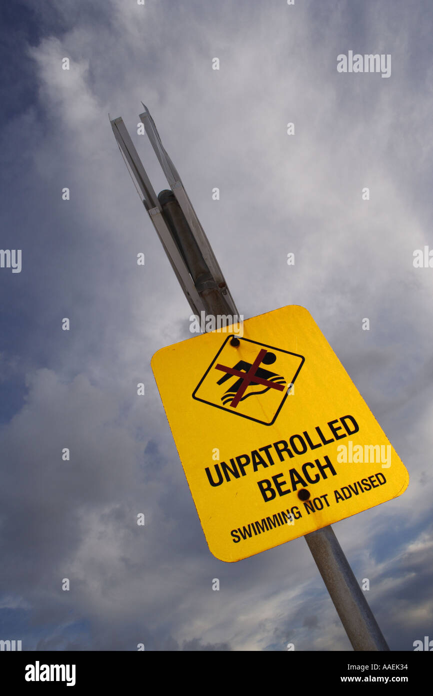 WARNING SIGN SUNSHINE COAST BEACH QUEENSLAND AUSTRALIA BAPD1961 Stock ...