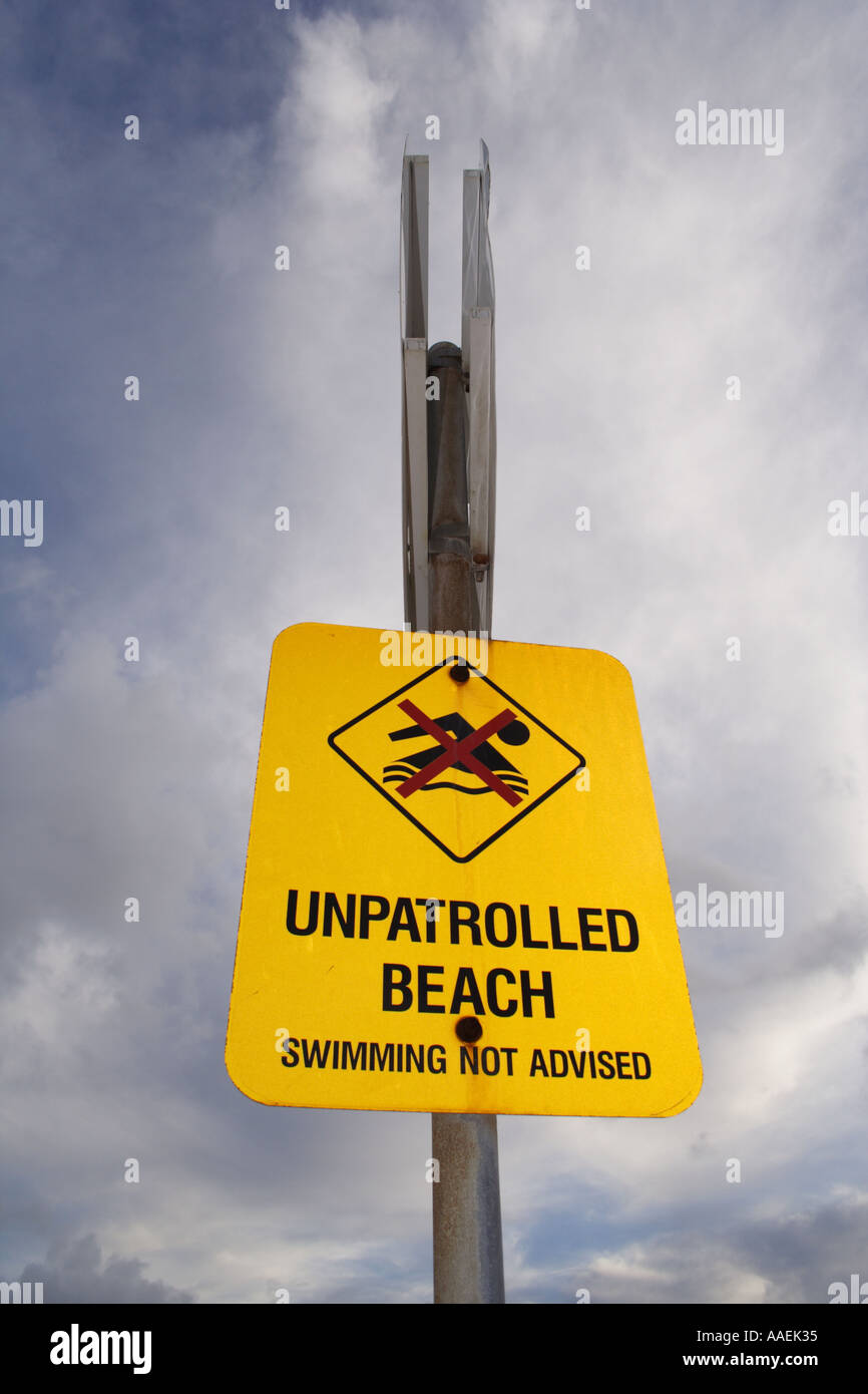 WARNING SIGN SUNSHINE COAST BEACH QUEENSLAND AUSTRALIA BAPD1962 Stock ...