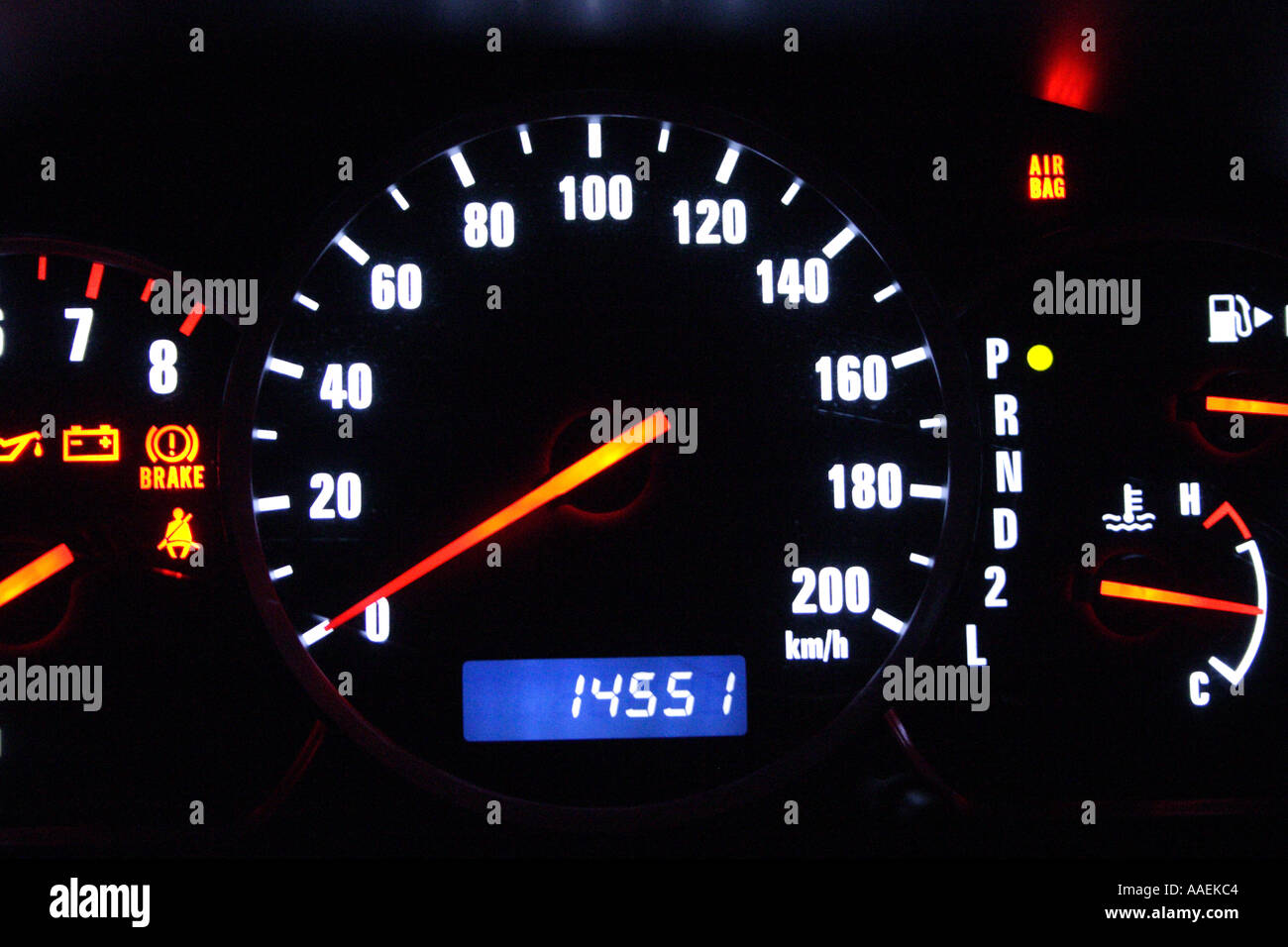 CAR SPEEDOMETER AT NIGHT TIME BAPD1905 Stock Photo - Alamy