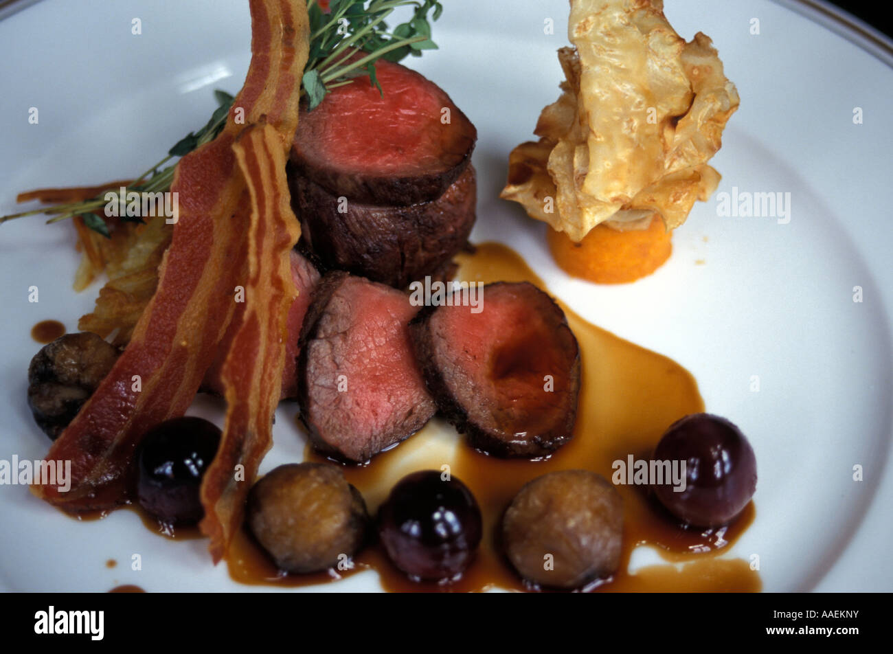 Meal served in Lygon Arms Restaurant Broadway Cotswolds Gloucestershire ...