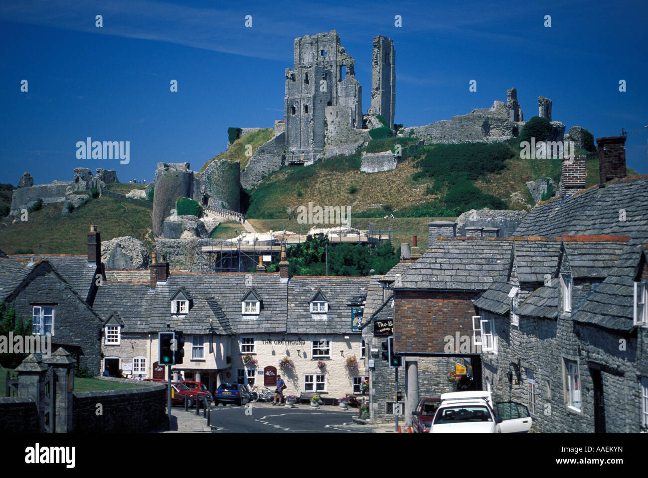 Corfe Castle Corfe Purbeck Hills Dorset England United Kingdom Stock ...
