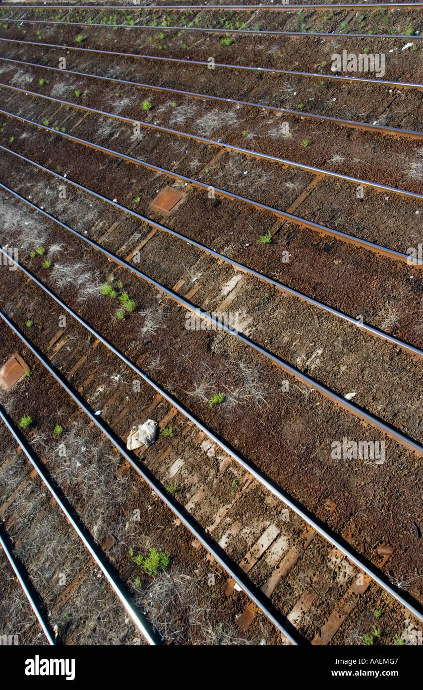 Multiple Rail tracks no trains visible Melbourne Australia Stock Photo ...