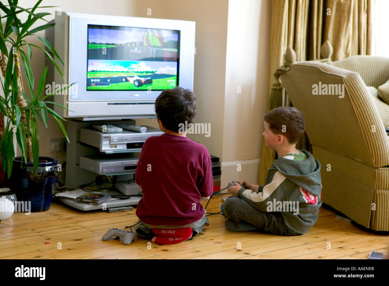Children playing computer game Stock Photo - Alamy