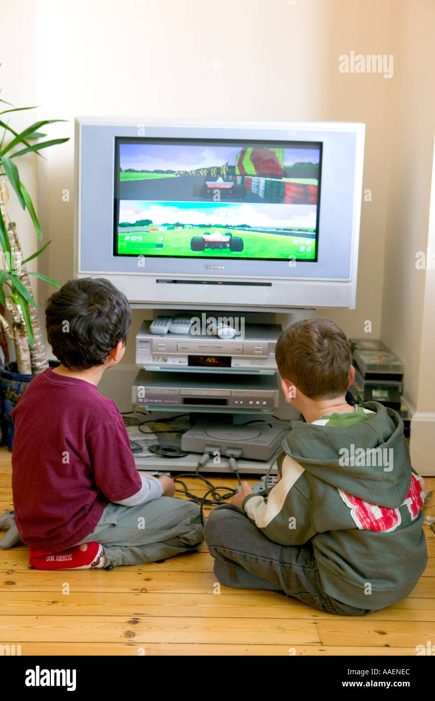 Children playing computer game Stock Photo - Alamy