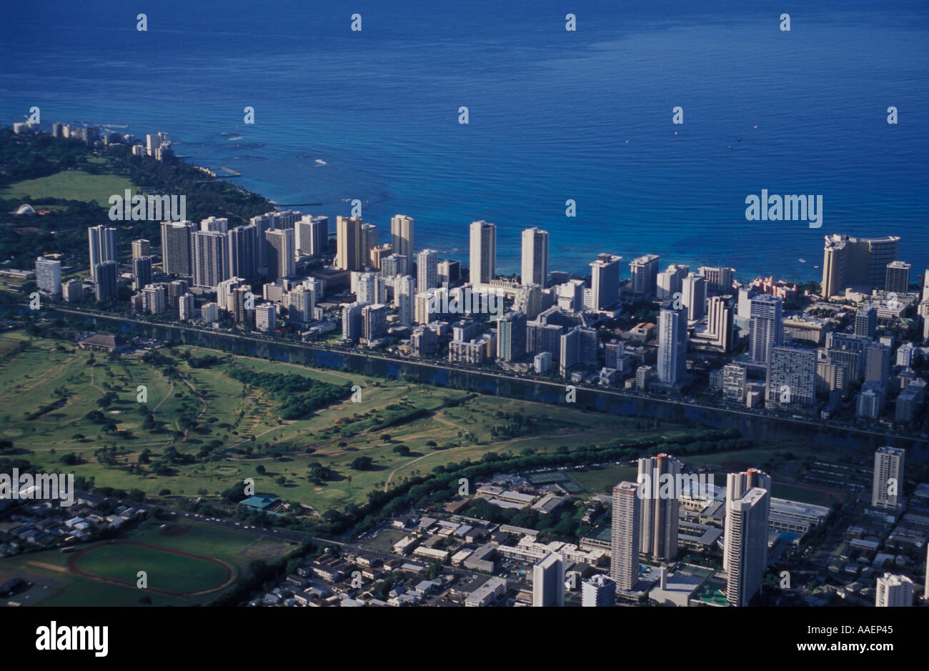 Aerial of Waikiki, Honolulu, Oahu, Hawaii Stock Photo - Alamy