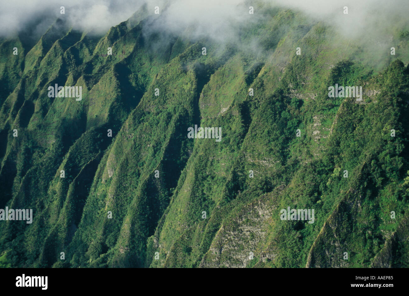 Aerial of Koolau Mountains, Oahu, Hawaii Stock Photo - Alamy
