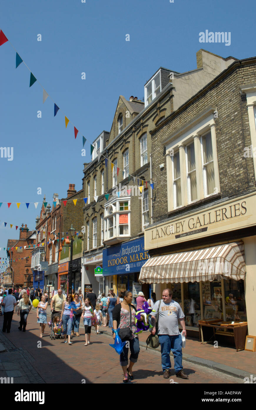 Rochester High Street during the Dickens Festival Kent England Stock ...
