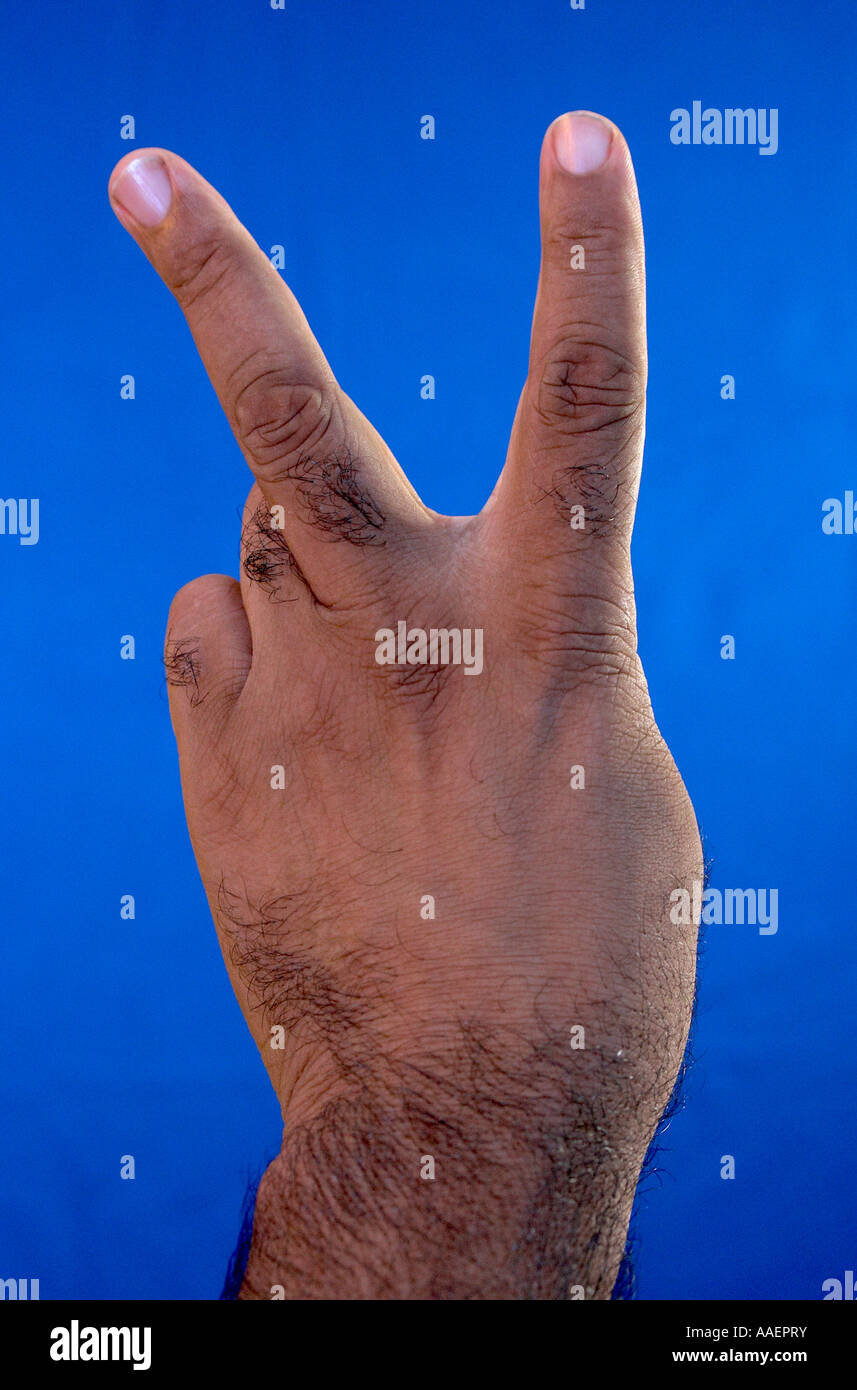 Two Fingers V Sign High Resolution Stock Photography and Images - Alamy