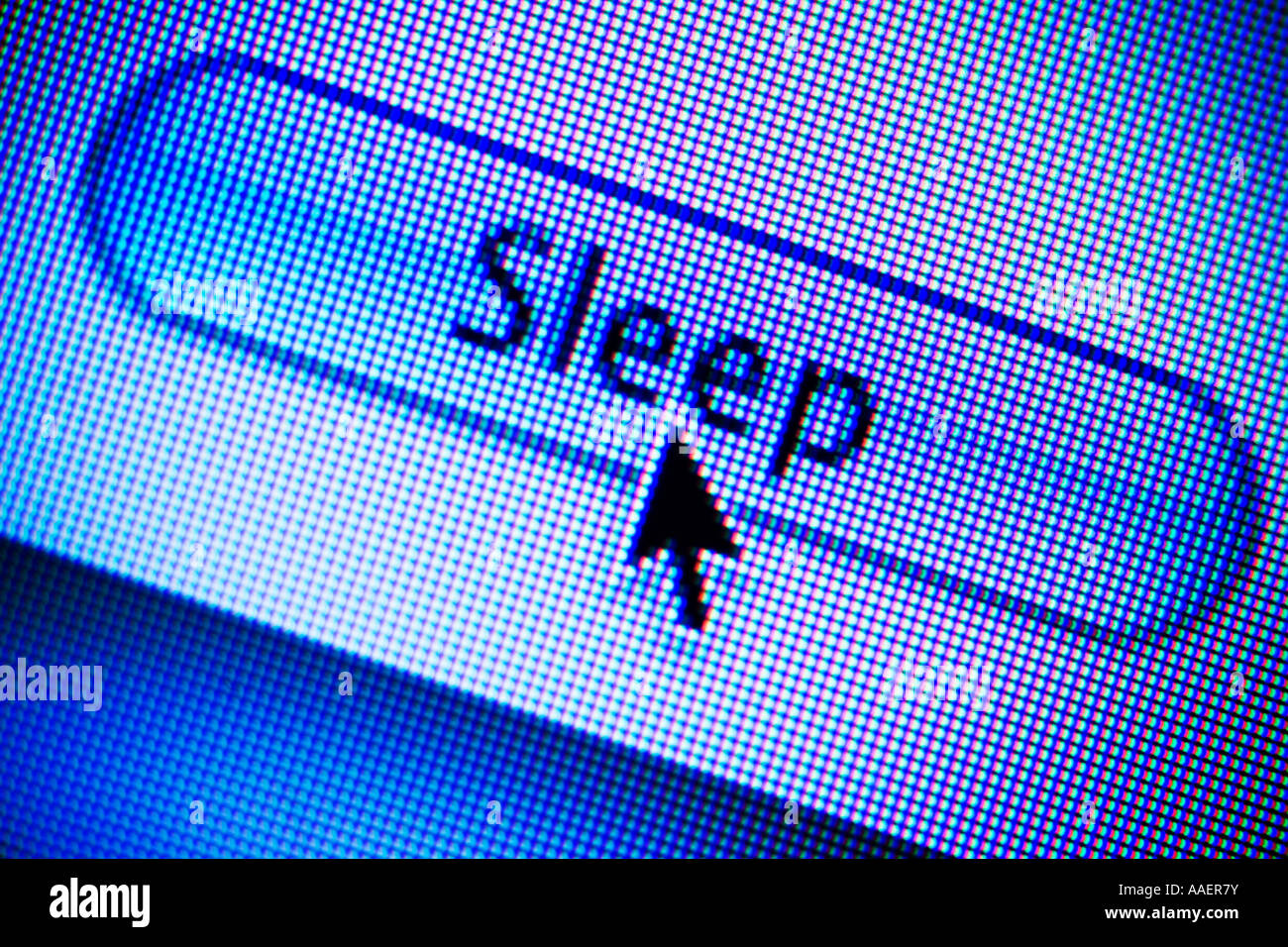 Sleep message on computer, save energy Stock Photo - Alamy