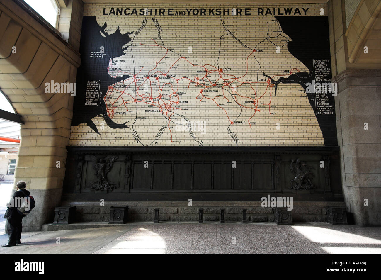 Lancashire and Yorkshire Railway map, Victoria Station, interior wall ...