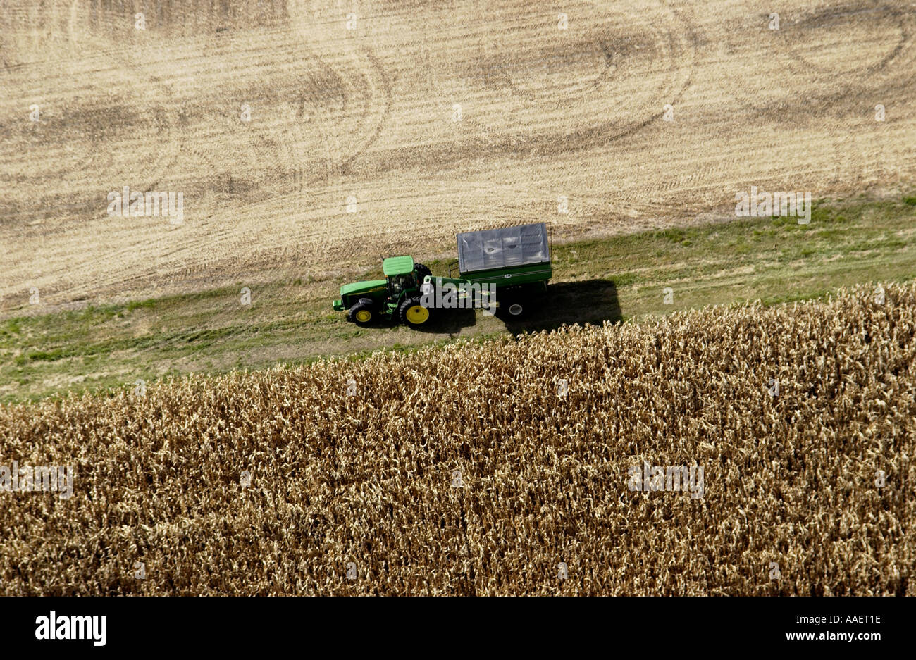 Aerial shot of farmer harvesting crops Stock Photo - Alamy