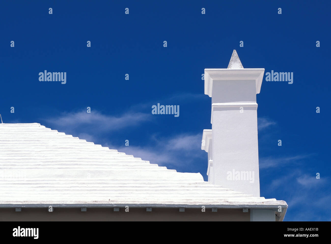 Bermuda Architecture White Roof Chimney Stock Photo - Alamy