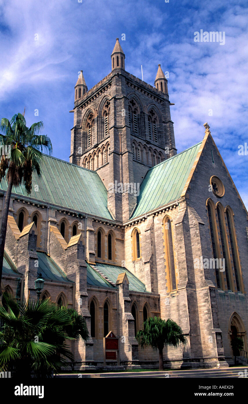 Bermuda Cathedral in Hamilton vertical blue sky Stock Photo - Alamy