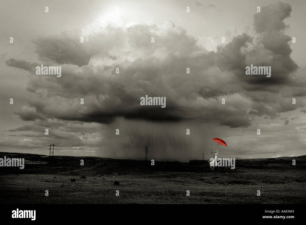 Dreamer in Storm. Huge storm cloud, rain, and wind lifting and blowing ...