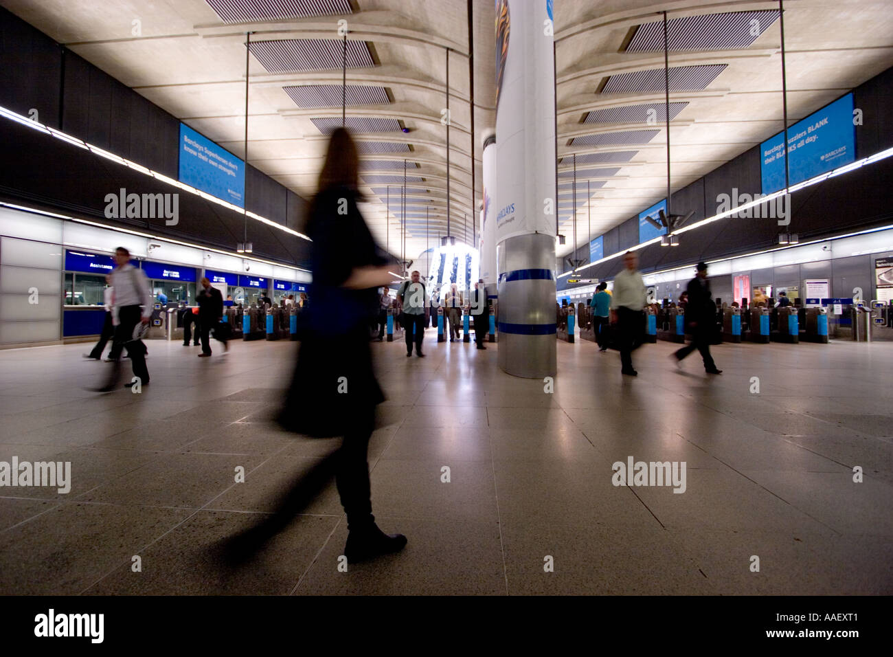 Commuters in tickethall ticket hall during evening rush hour at ...