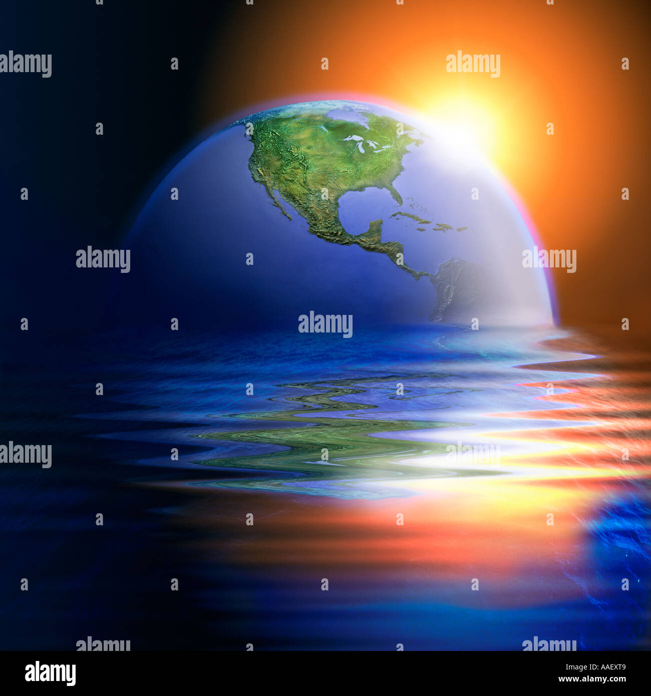 North america sunrise globe Stock Photo - Alamy