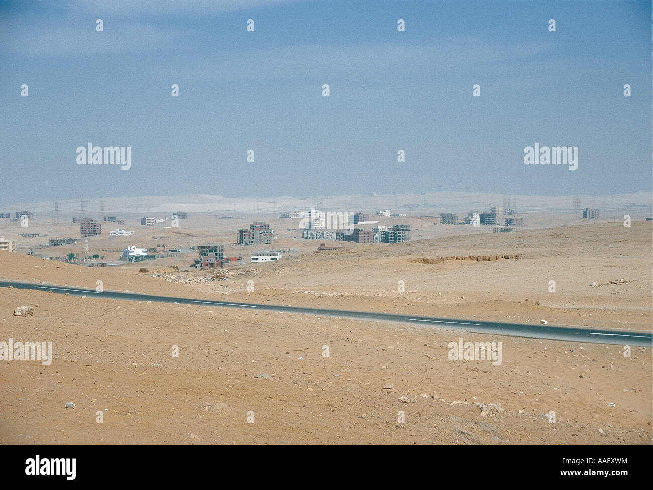 Modern buildings under construction in the desert a development at Giza ...