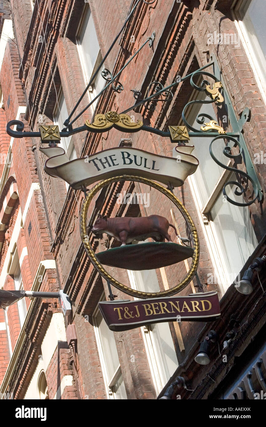 The Bull Public house (pub) sign in the City of London GB UK Stock ...