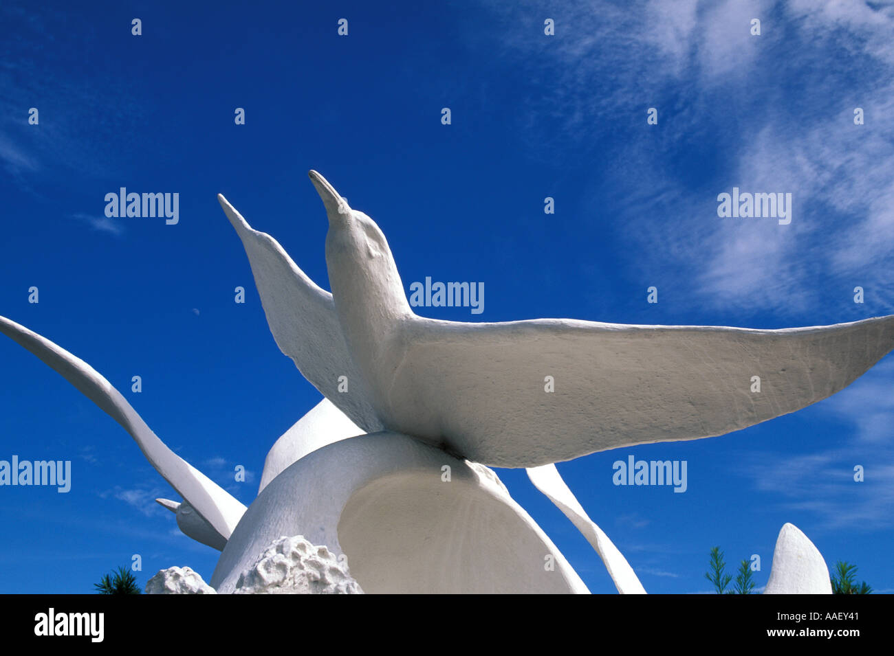 Bermuda Hamilton Longtails Statue bird blue sky landmark Stock Photo ...