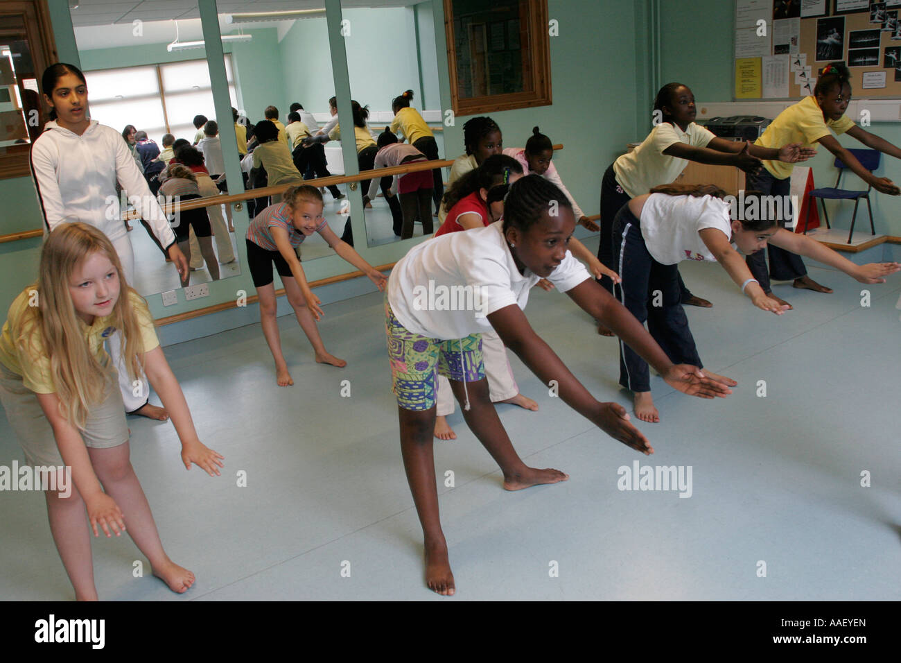 Primary school children in exercise in school gym Stock Photo - Alamy