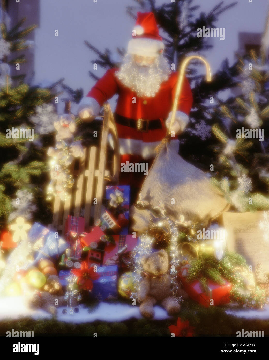 Father Christmas with a sledge Stock Photo - Alamy