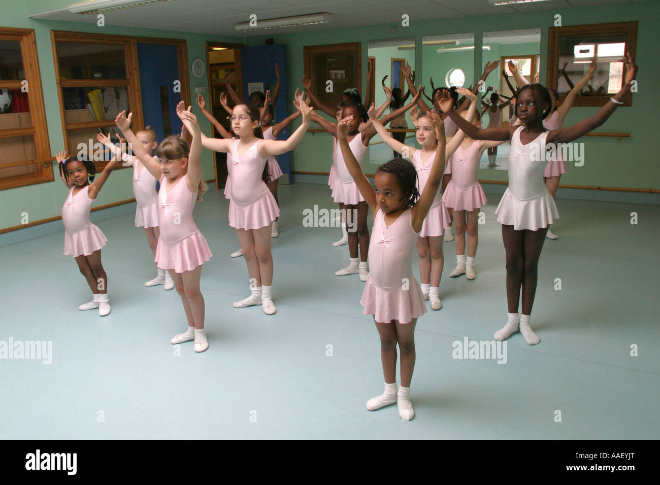 Primary school girls ballet lesson Stock Photo - Alamy
