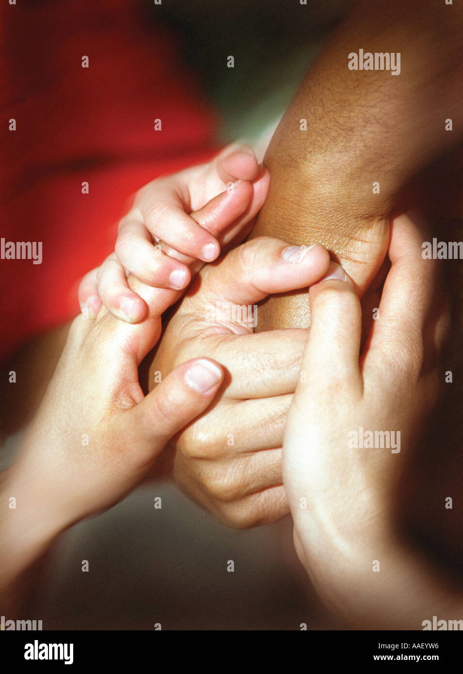 holding hands, children and adults, mixed ethnicity Stock Photo - Alamy