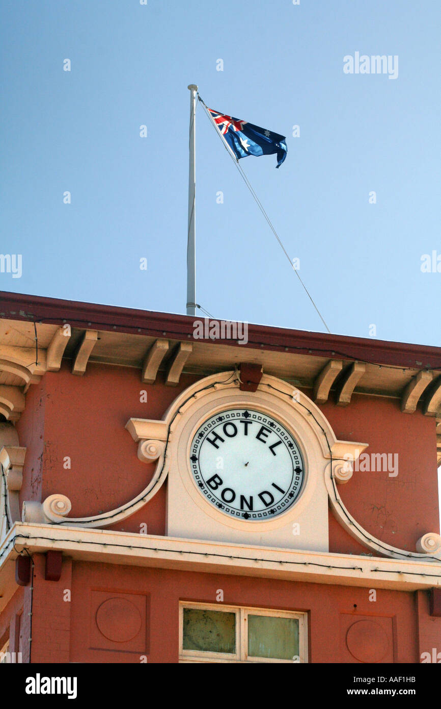 Bondi Hotel Bondi Beach with Australian Flag Stock Photo - Alamy