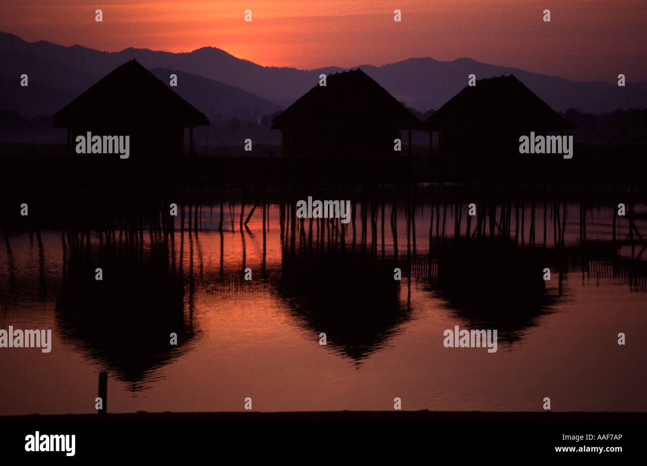 Sunset on Inle Lake Myanmar Stock Photo - Alamy