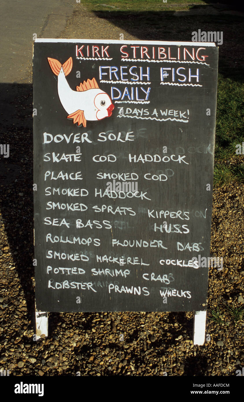 Fish For Sale Sign At Aldeburgh in Suffolk Uk Stock Photo - Alamy