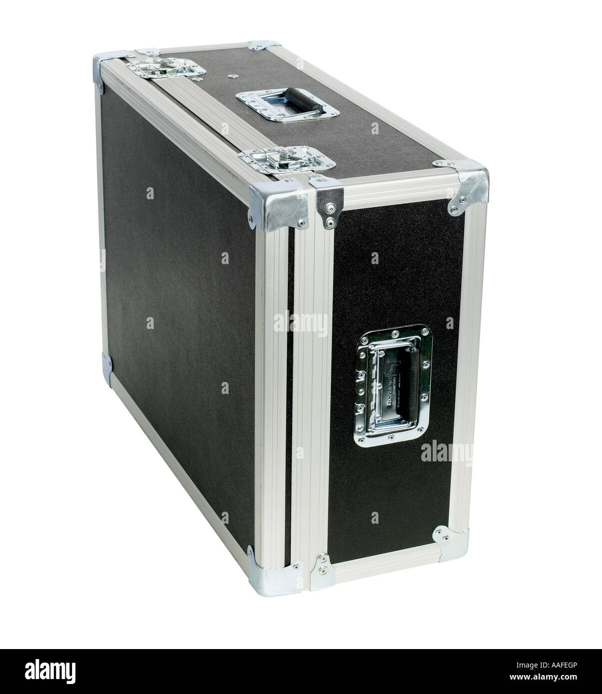 Black silver heavy duty travel case handle lock Stock Photo - Alamy