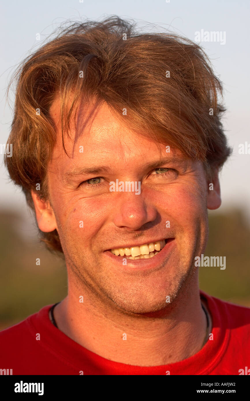 Simon Hampel Man smiling in late sunshine Stock Photo - Alamy