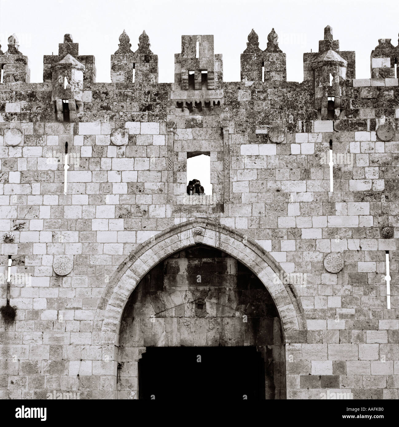 Israeli security police surveilance at the Damascus Gate in the Old ...