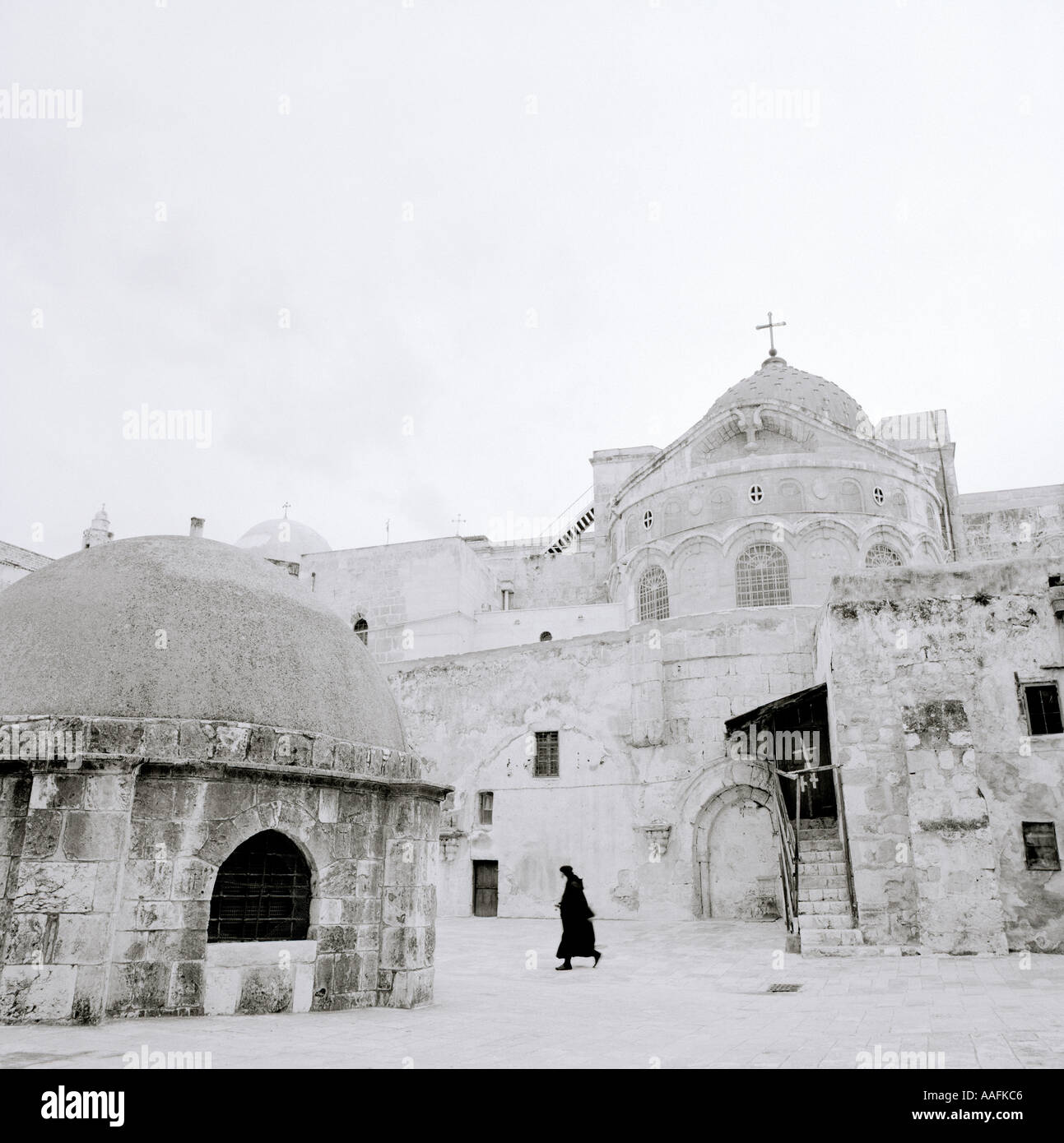 Ethiopian Coptic Christian people on the roof of the Church of the Holy ...