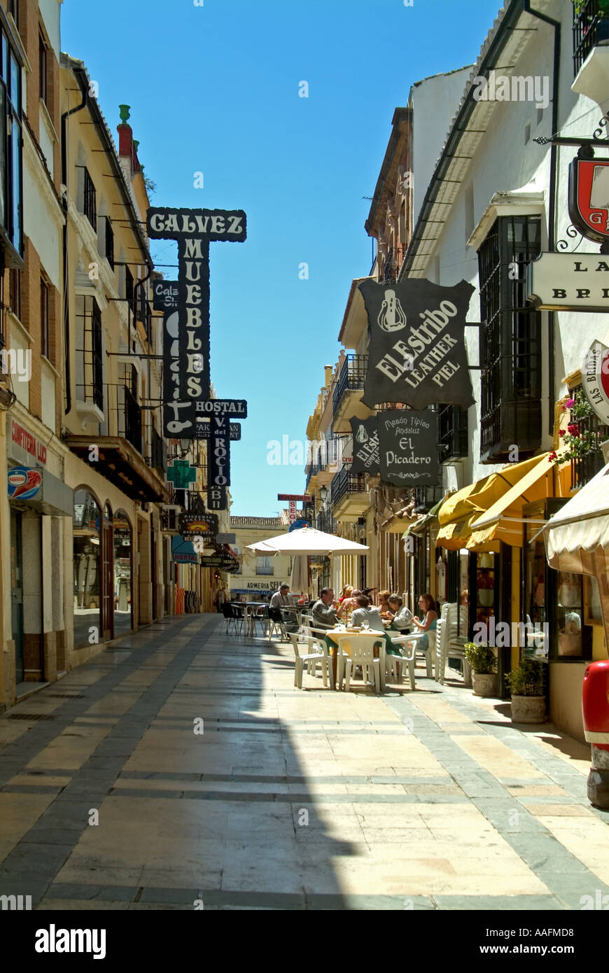 Pavement cafe in Ronda Andalucia Spain Stock Photo - Alamy