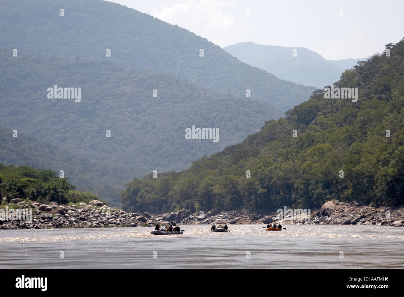 People white water rafting on Blue Nile river in inflatable boats Stock ...