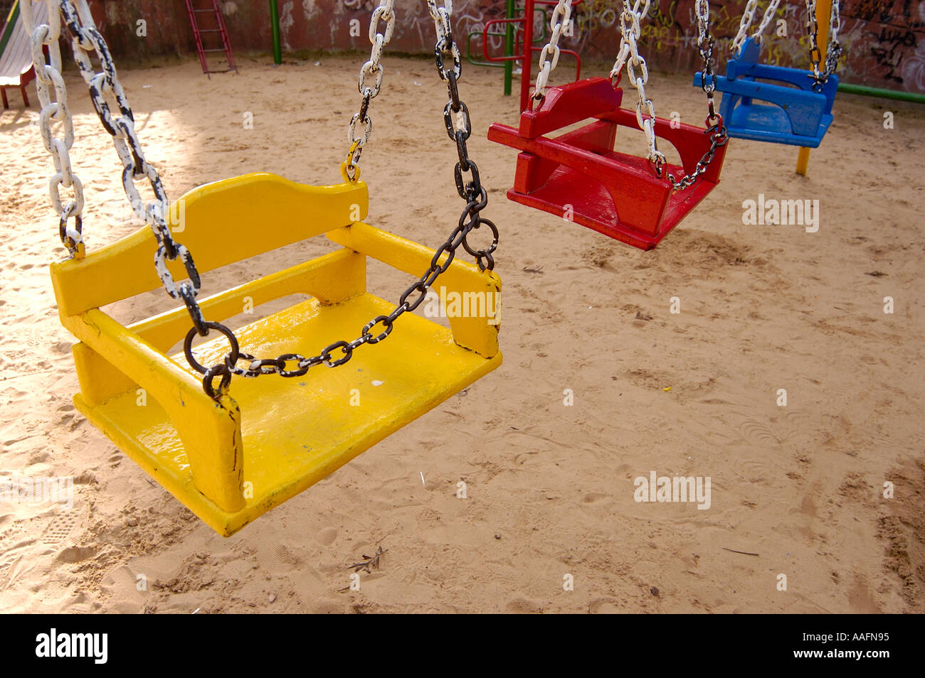 Empty swing set Stock Photo - Alamy