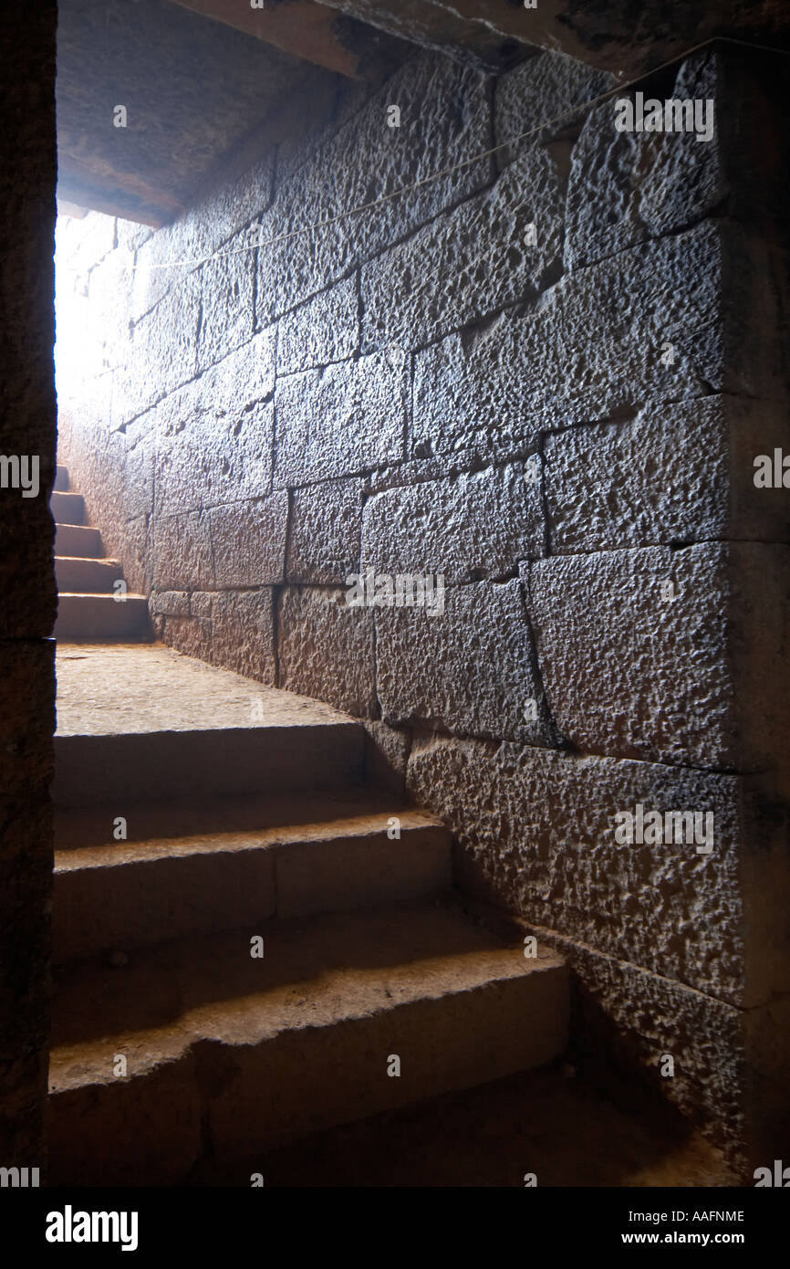 Precisely cut stonework masonry in stairway passage of 6C tomb of King ...