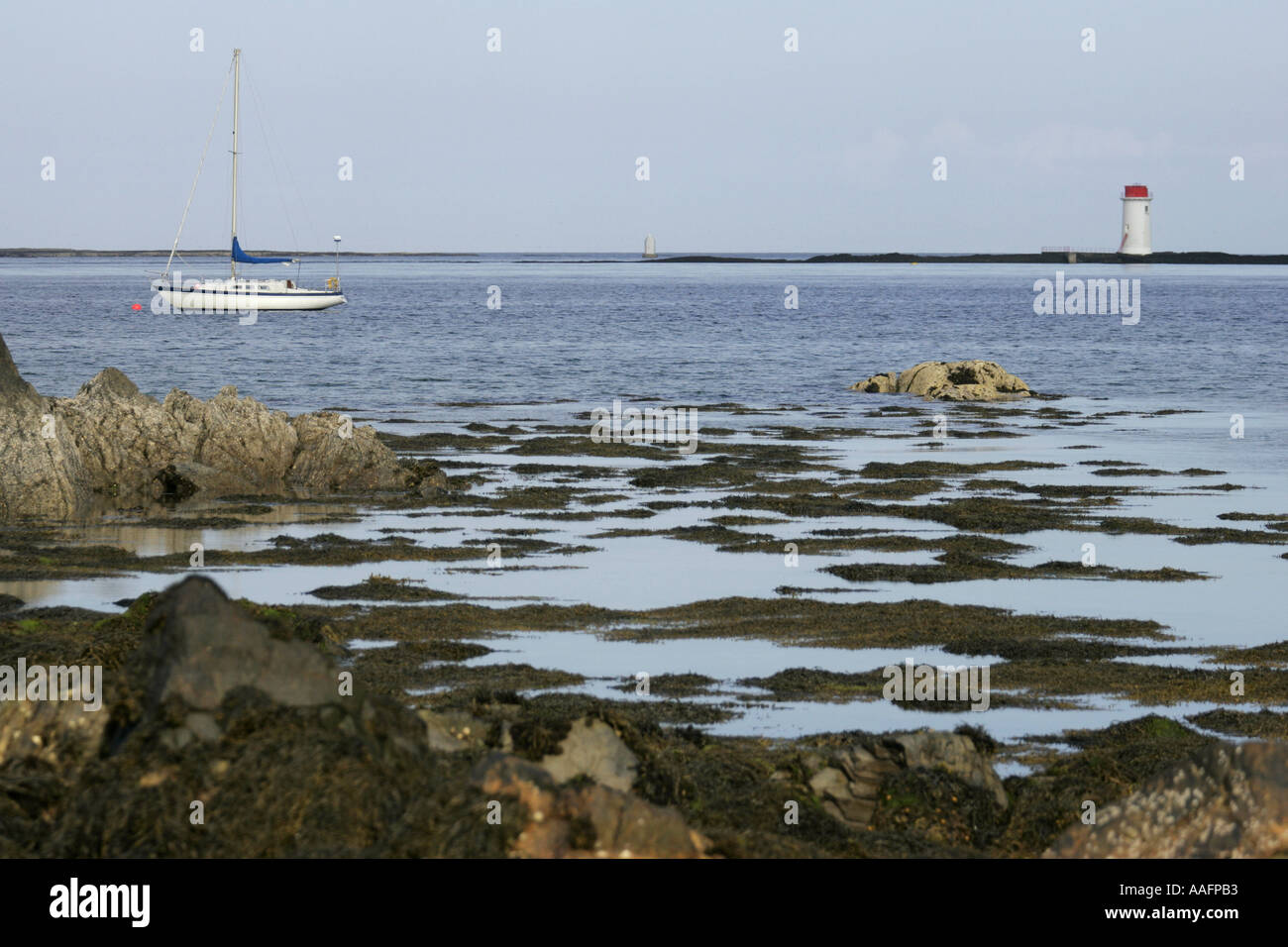 solar powered lighthouse at Angus Rock and yacht Strangford Lough ...