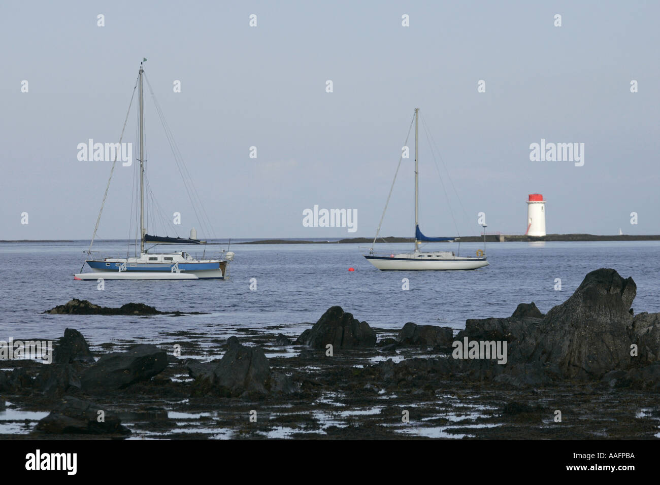 solar powered lighthouse at Angus Rock and yachts Strangford Lough ...