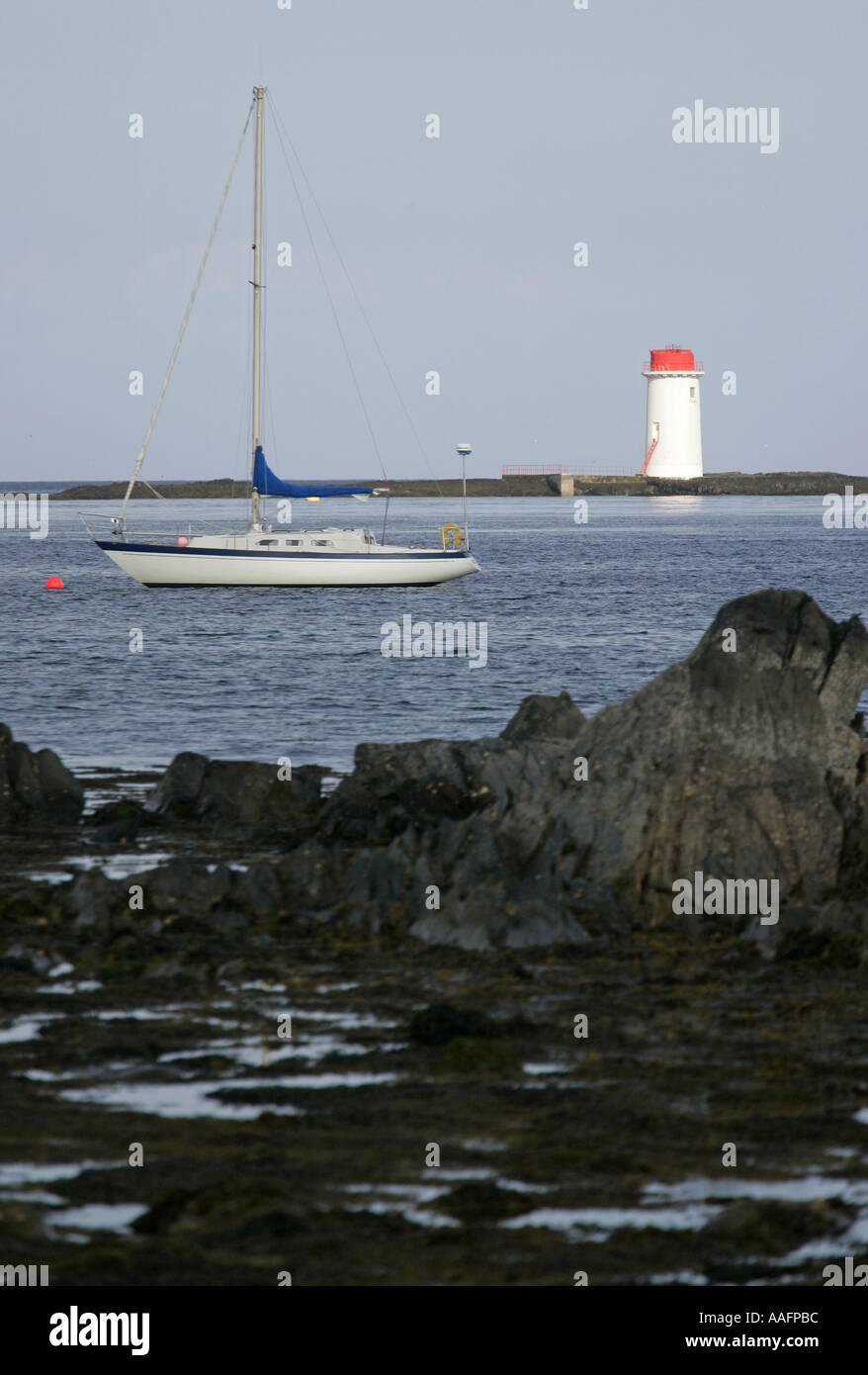 solar powered lighthouse at Angus Rock and yacht Strangford Lough ...