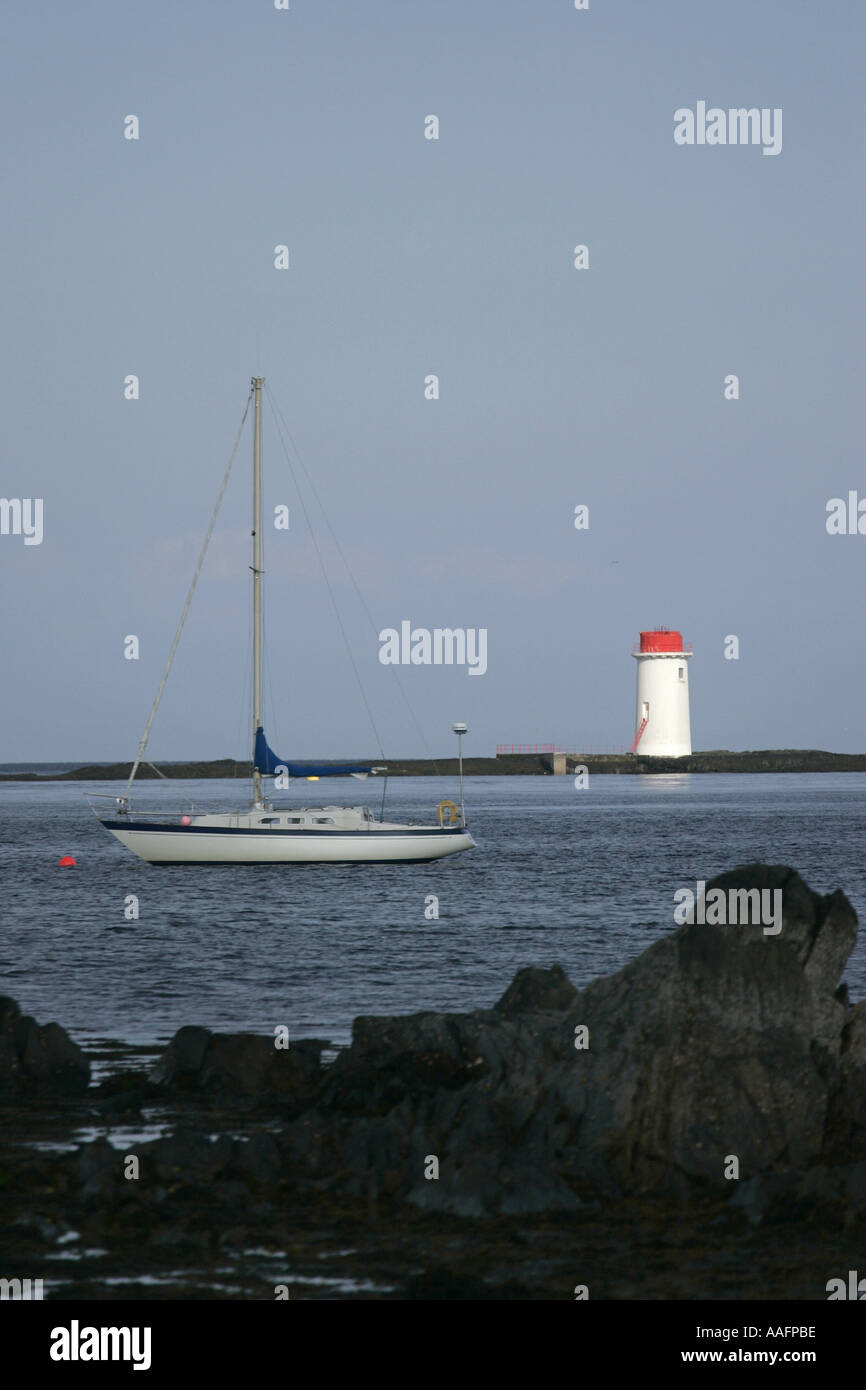 solar powered lighthouse at Angus Rock and yacht Strangford Lough ...