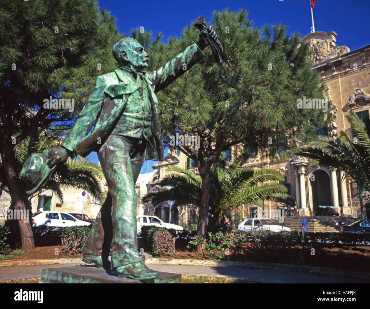 Valletta, Malta. Statue: Manuel Dimech (early Socialist) in front of ...