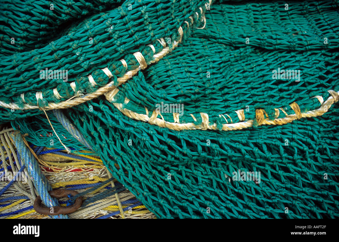 green fish net in a boat fish Stock Photo - Alamy