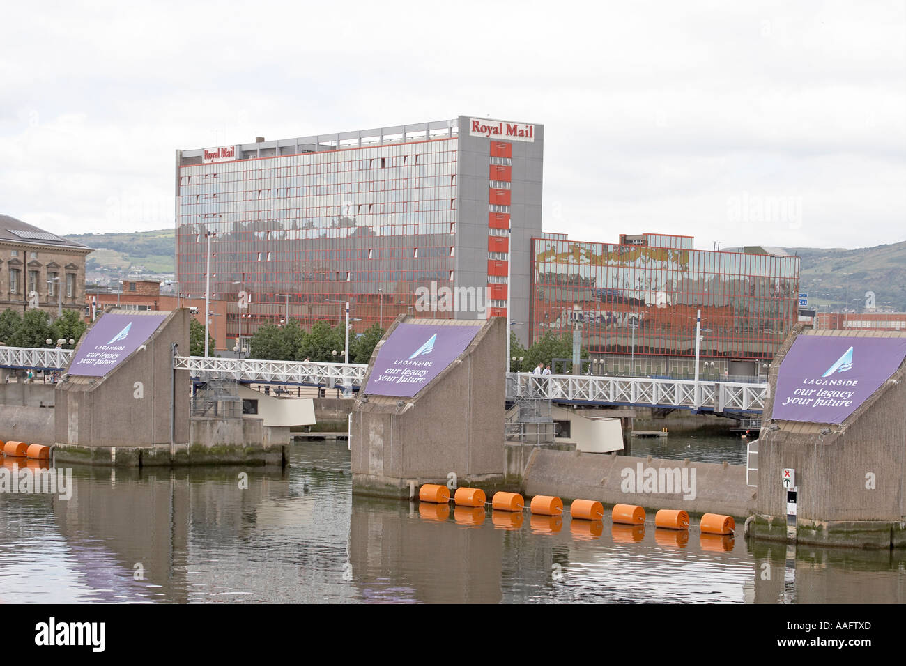 Royal Mail building beyond River Lagan City of Belfast Northern Ireland ...